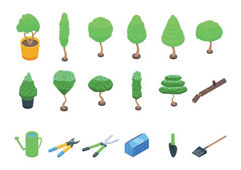 Tree Trimming Icons Set Isometric Vector Chainsaw Tree Vector Art At Vecteezy