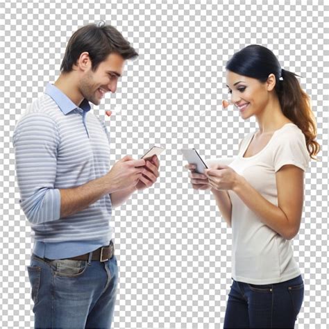 Couple Sending Each Other Messages Premium Ai Generated Psd