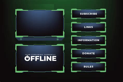 Futuristic Green Gaming Overlay Decoration For Online Gamers Live Stream Overlay Vector With