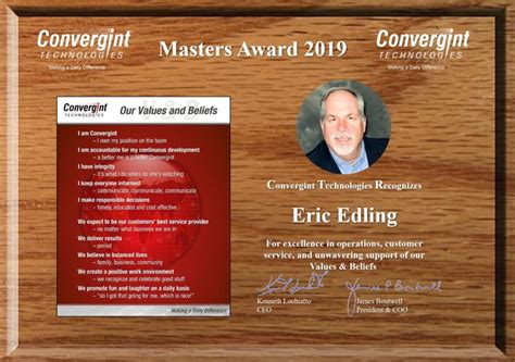 Congrats To Our 2019 Operations Master Eric Edling Convergint 23