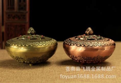 尼泊尔合金铜盘香炉檀香熏香炉八宝八吉祥香薰炉居室具茶道摆件 阿里巴巴