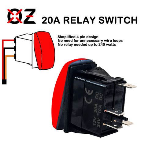 Rock Lights Onoff Red Rocker Switch 4 Pin Laser Etched White Led