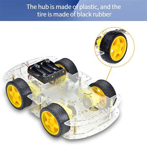 Ruizhi 4 Pcs Robot Dc Motor Wheels Smart Car Plastic Tire Wheel With Dc 3 12v Gear Motor For