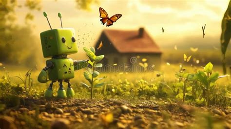 Robot Gardener Nature And Technology Stock Video Video Of Futuristic Automation 353968079