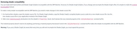Disable Srp Batcher For One Shadergraph Shader Doc Solution Not