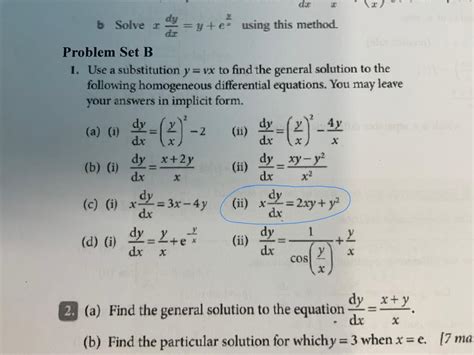 Solved B Solve Xdxdyyexy Using This Method Problem Set B
