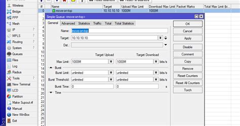 it mikrotik script move simple queue on top