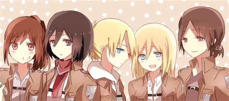 Mikasa Ackerman Christa Renz Ymir Annie Leonhardt And Sasha Braus