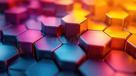 A Colorful Array Of Hexagonal Blocks Arranged In A Gradient