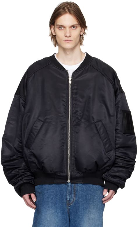 Juunj Black Zip Up Reversible Bomber Jacket Juunj