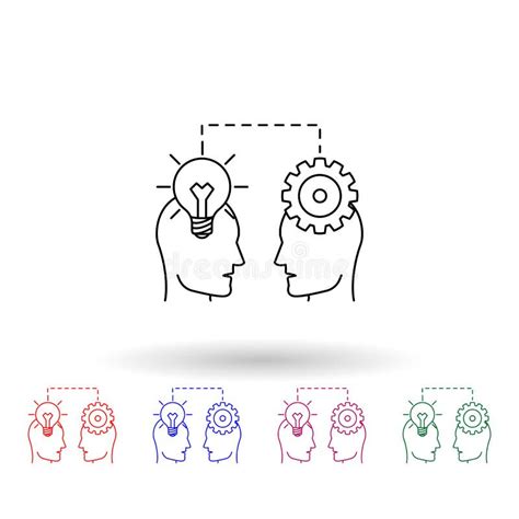 People In The Head Light Bulb And Gear Multi Color Icon Simple Thin Line Outline Vector Of