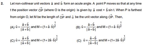 solved 2 let non collinear unit vectors à and b form an