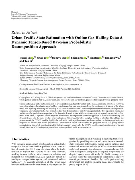 pdf urban traffic state estimation with online car hailing data a