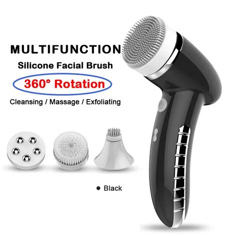 4 In 1 전기 페이셜 클렌징 브러시 실리콘 회전 페이스 브러쉬 딥 클리닝 스킨 엑스 폴 티몬