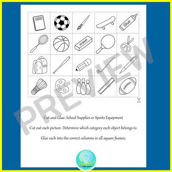 Sorting Objects Into Categories Sorting Babe Supplies Or Sports Equipment