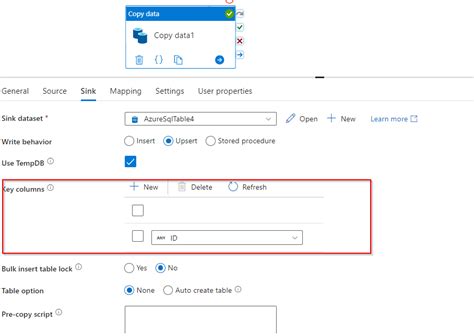 data factory does not support upsert on uniqueidentifier key columns