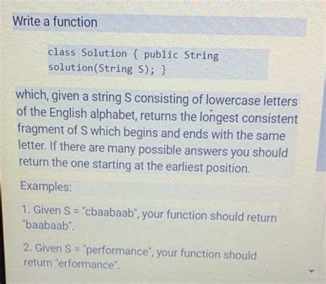Solved Write A Function Class Solution Public String