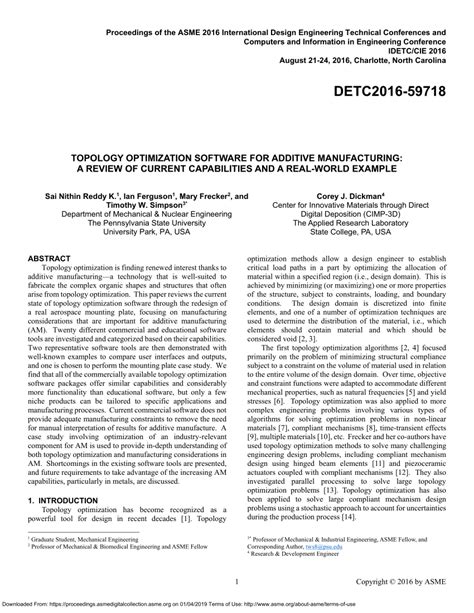 Pdf Topology Optimization Software For Additive Manufacturing A Review Of Current