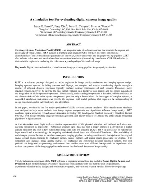 Pdf A Simulation Tool For Evaluating Digital Camera Image Quality