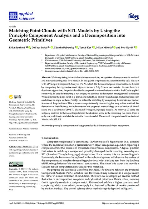 Pdf Matching Point Clouds With Stl Models By Using The Principle Component Analysis And A