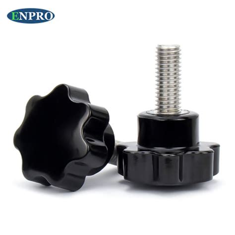 Factory Black Plastic Five Star Head Stainless Steel Thumb Knob Screw