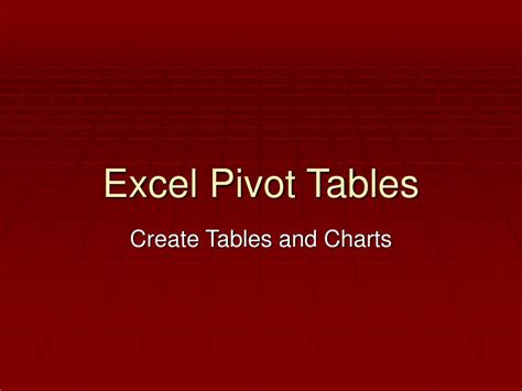 Ppt Excel Pivot Tables Powerpoint Presentation Free Download Id4887489
