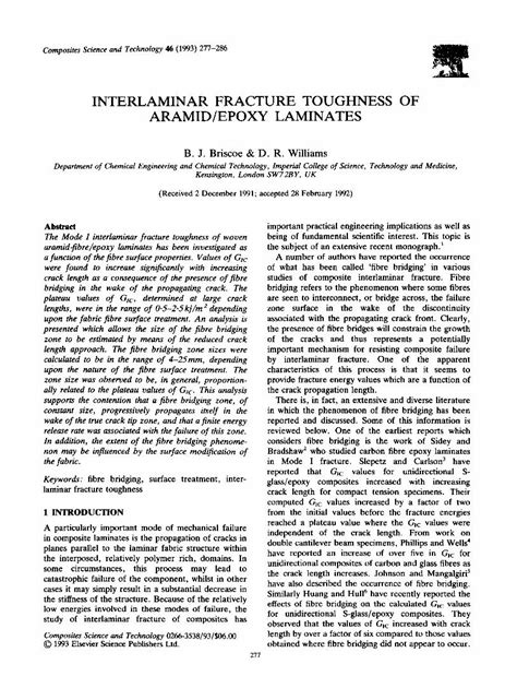 Pdf Interlaminar Fracture Toughness Of Aramidepoxy Laminates