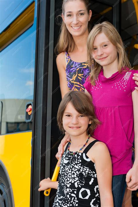Premium Photo Girls In A Bus With Their Mother