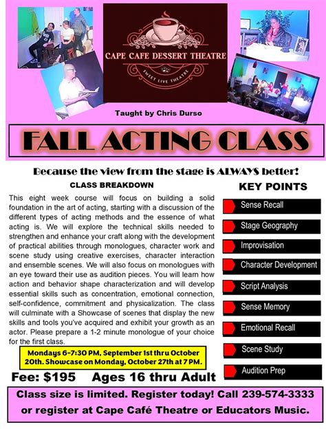 Fall Acting Class Cape Cafe Dessert Th