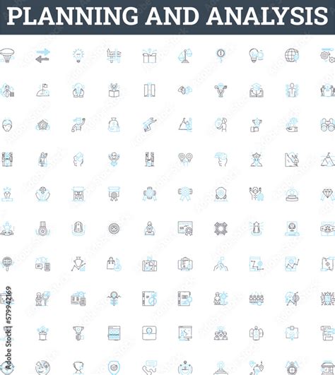 Planning And Analysis Vector Line Icons Set Planning Analysis Strategy Forecast Projection