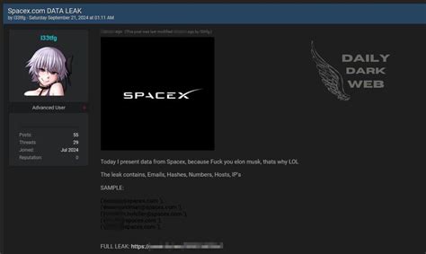 Abhirup Konwar On Linkedin Spacex Hacked 🥷threat Actor Claims To Leak Spacex Data Containing