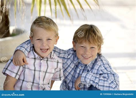 Happy Brothers Stock Photo Image Of Cute Spring Outside