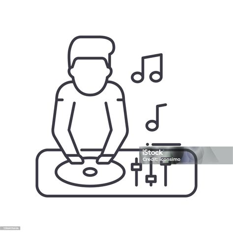 Dj 파티 아이콘 선형 격리 된 그림 얇은 줄 벡터 웹 디자인 기호 흰색 배경에 편집 가능한 스트로크와 개요 개념 기호 Dj에 대한 스톡 벡터 아트 및 기타 이미지 Istock