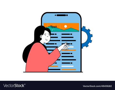 App Development Concept With People Scene In Flat Vector Image