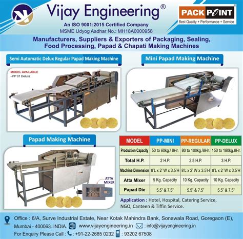 Fully Automatic Papad Making Machines With Dryer Set Price List