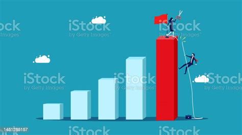 비즈니스 경쟁자를 줄이십시오 막대 그래프를 오르는 사업가의 밧줄을 자르십시오 개발에 대한 스톡 벡터 아트 및 기타 이미지