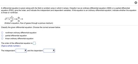 Solved A Differential Equation Is Given Along With The Field