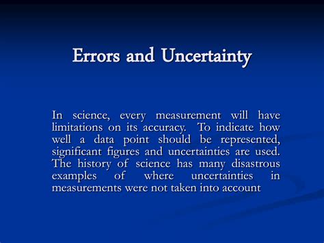 Error And Uncertainty Notes