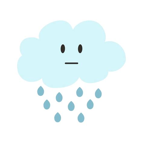Premium Vector Cute Kawaii Cloud Icon With Rain In Cartoon Flat Style Vector Illustration Of