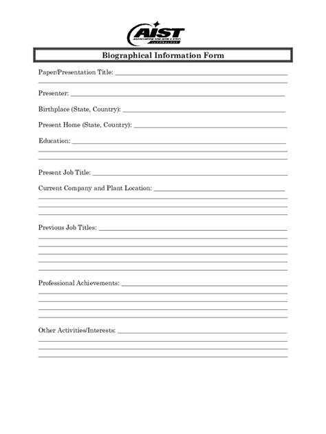 Fillable Online Biographical Information Form Fax Email Print Pdffiller