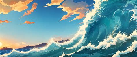 Waves At Dawn [5160x2160] R Wallpapers