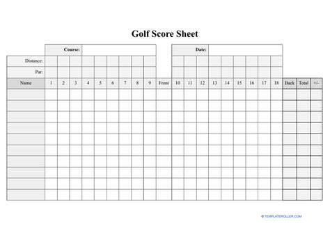 Printable Blank Golf Scorecard Template Pl