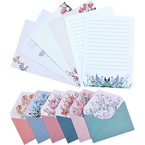 Brevpapper Med Kuvert Unik Blomdesign Brevpappersset För Inbjudningsgåvor 24 Set Fyndiq