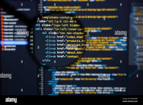 Real Html Code Developing Screen Programing Workflow Abstract Algorithm Concept Lines Of Html