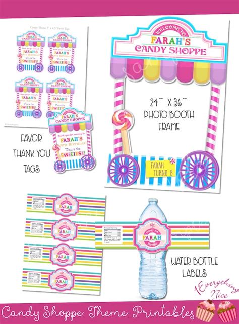Candy Shoppe Birthday Theme Digital Download Personalized Bundle Diy