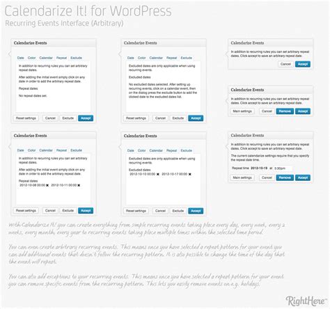arbitrary recurring events and exceptions calendarize it