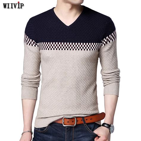 Wiivip New Spring Autumn Slim Fit Pullovers Men Sweaters Knitting Round