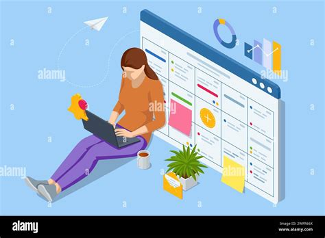 Isometric Business Project Management System Project Manager Working