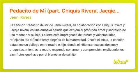 Significado De La Canción Pedacito De Mí Part Chiquis Rivera Jacqie