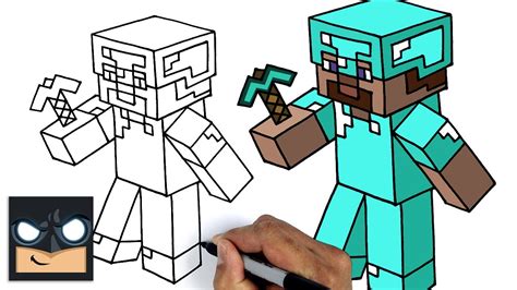 How To Draw Minecraft Diamond Armor Steve